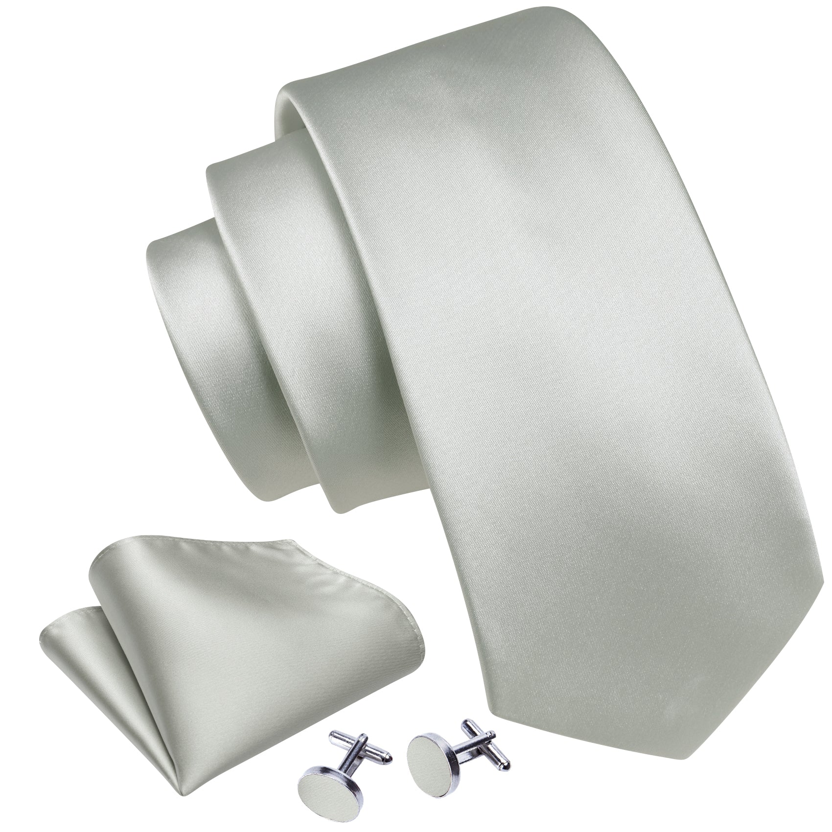 Pure White Solid Silk Men's Necktie Hanky Cufflinks Set – ties2you