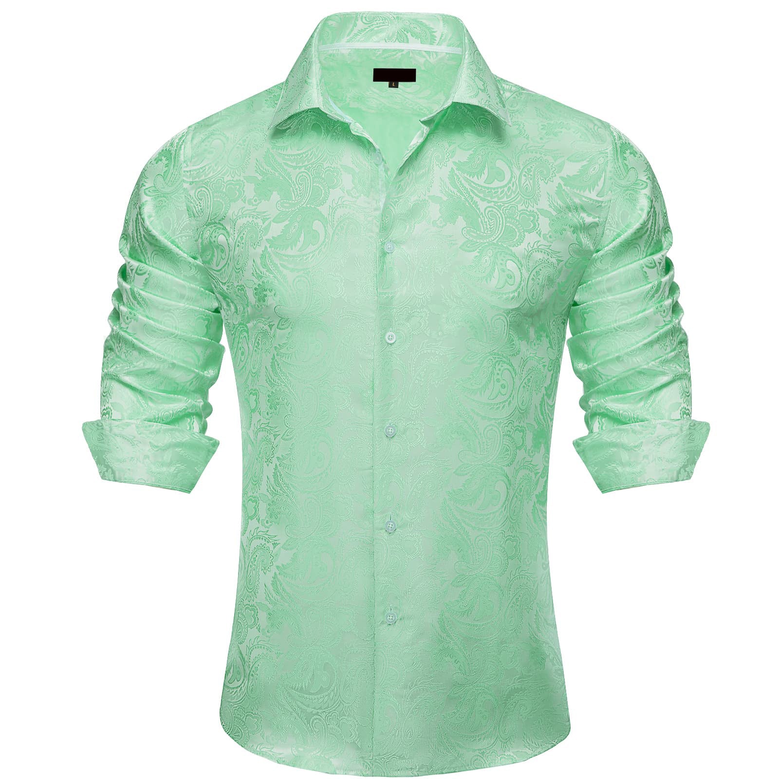 Ties2you Silk Shirt Mint Green Floral Button Down Mens Shirt Design ...