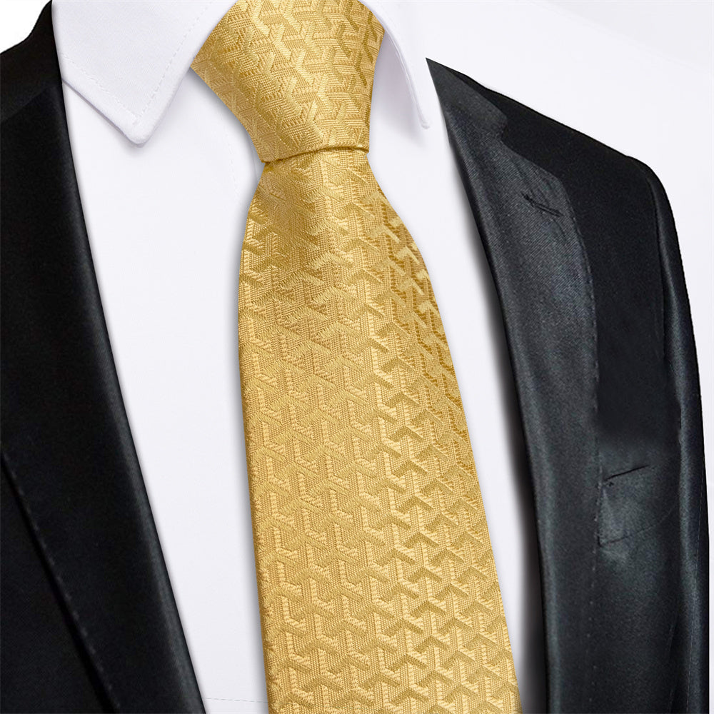 Ties2you Golden Geometric Lazy Men's Easy-Pull Tie Hanky Cufflinks Set ...