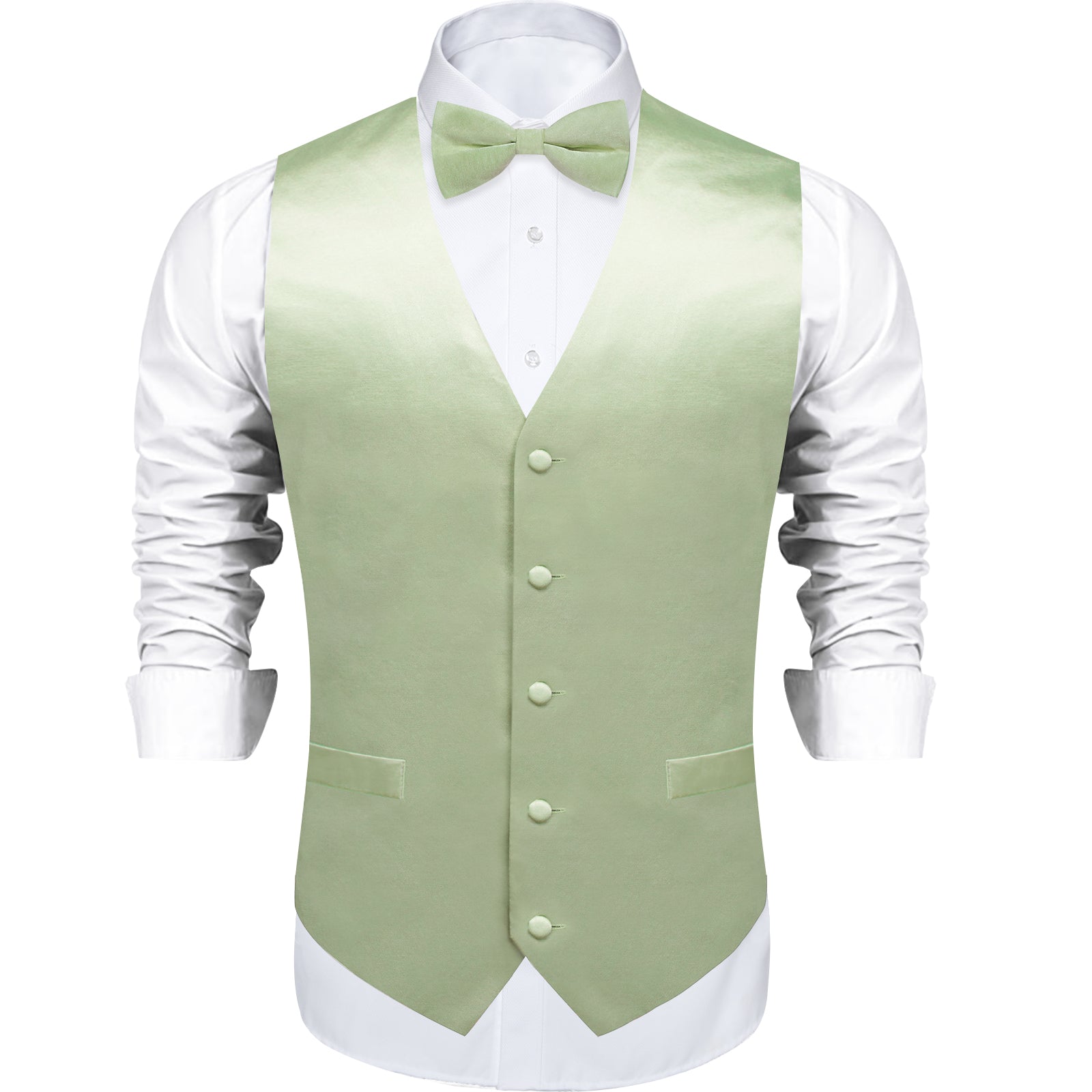 Avocado Green Solid Silk Men's Vest Single Vest – ties2you