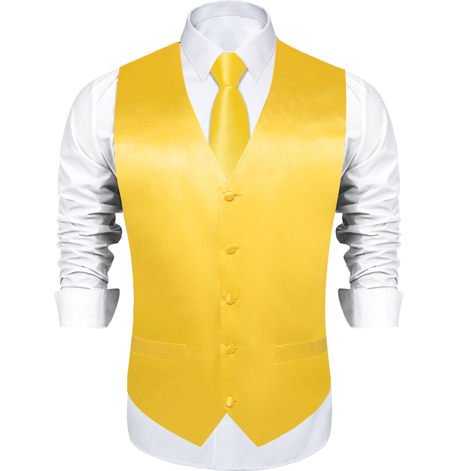 Ties2you Work Vest for Men Gloss Butter Yellow Solid Suit Vest Tie Set ...