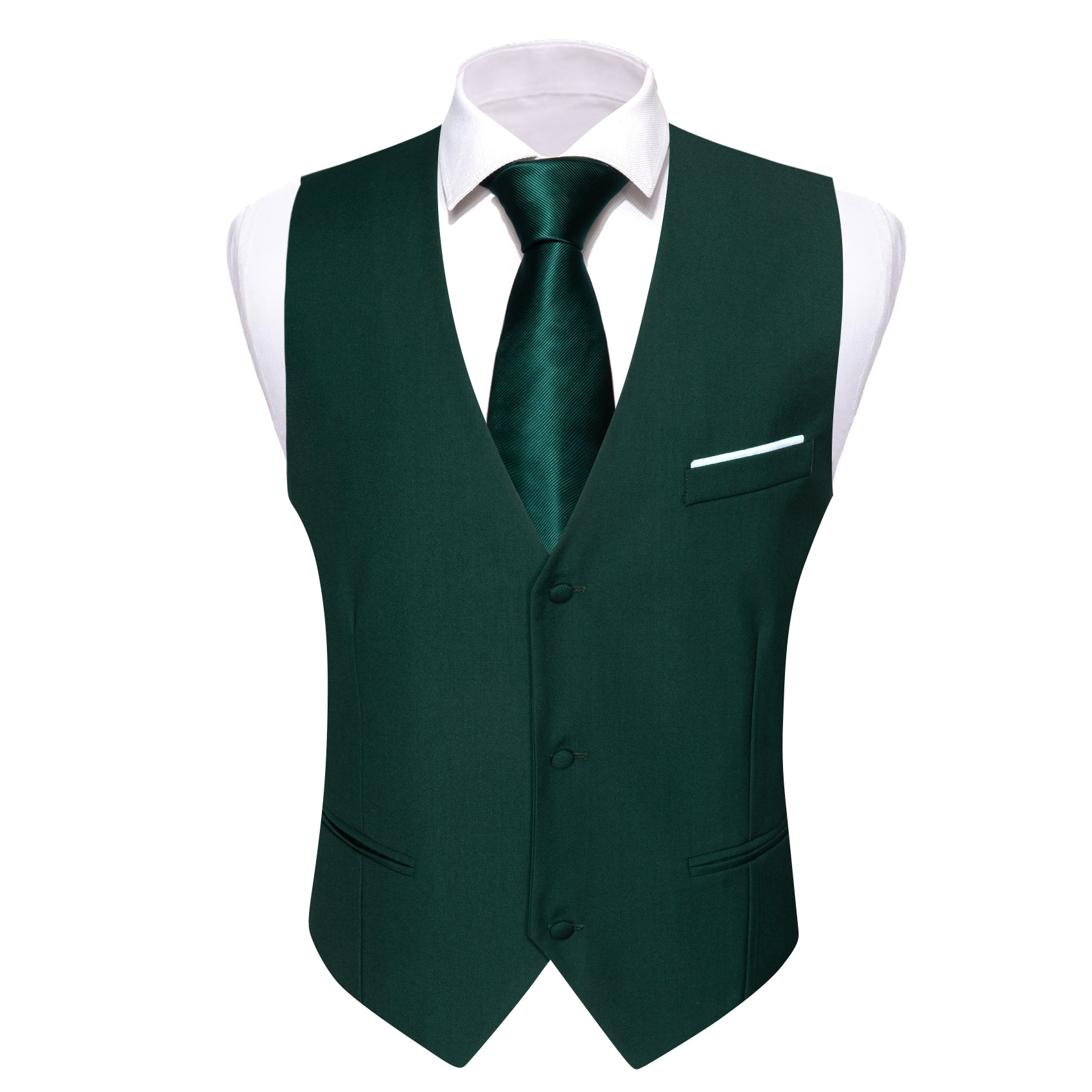 Ties2you Men's Vest Emerald Green Solid Silk V-Neck Business Vest ...