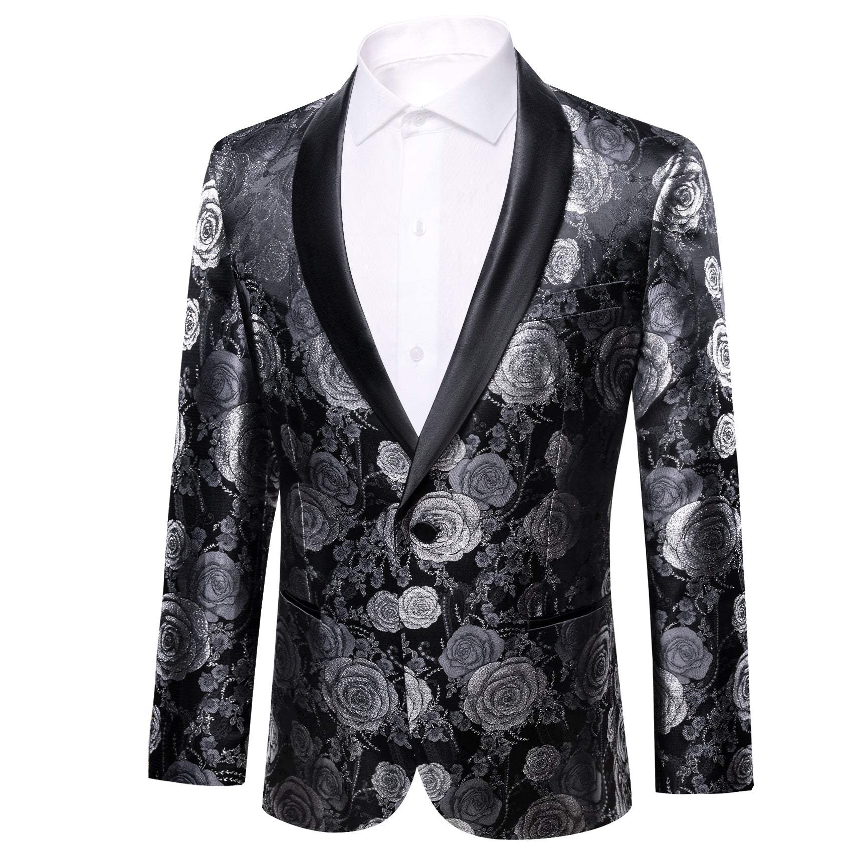 Ties2you Casual Suit Silver Grey Black Floral Rose Mens Suit for Party ...