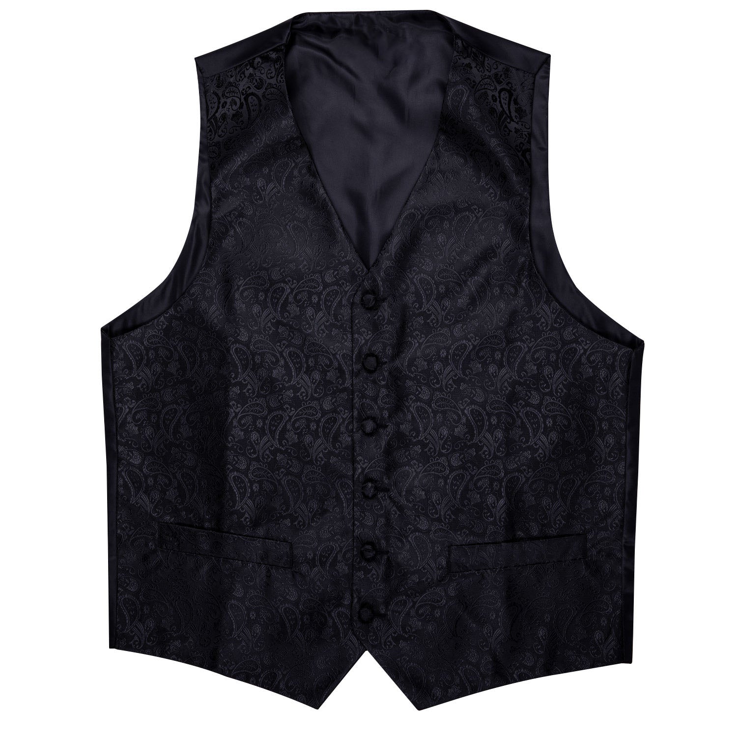 Ties2you Black Paisley Vest Luxury Silk Mens Vest Tie Waistcoat Set ...