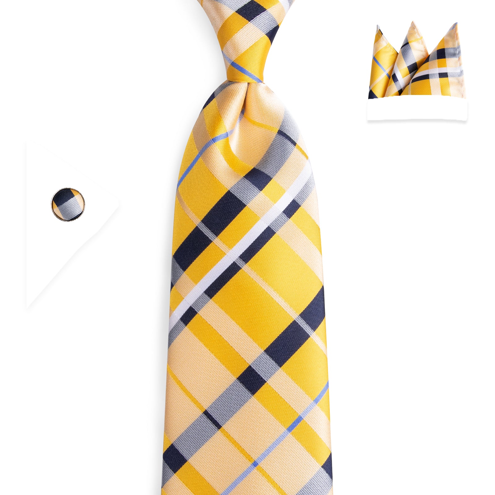 Ties2you Business Tie Yellow Blue Wide Striped Silk Men's Work Tie Set ...