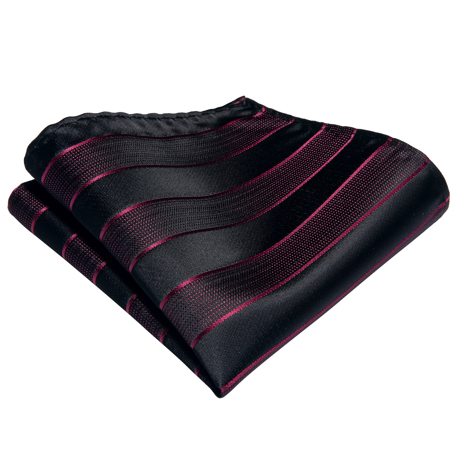 Black Dark Red Striped Men's Necktie Pocket Square Cufflinks Set 8cm ...