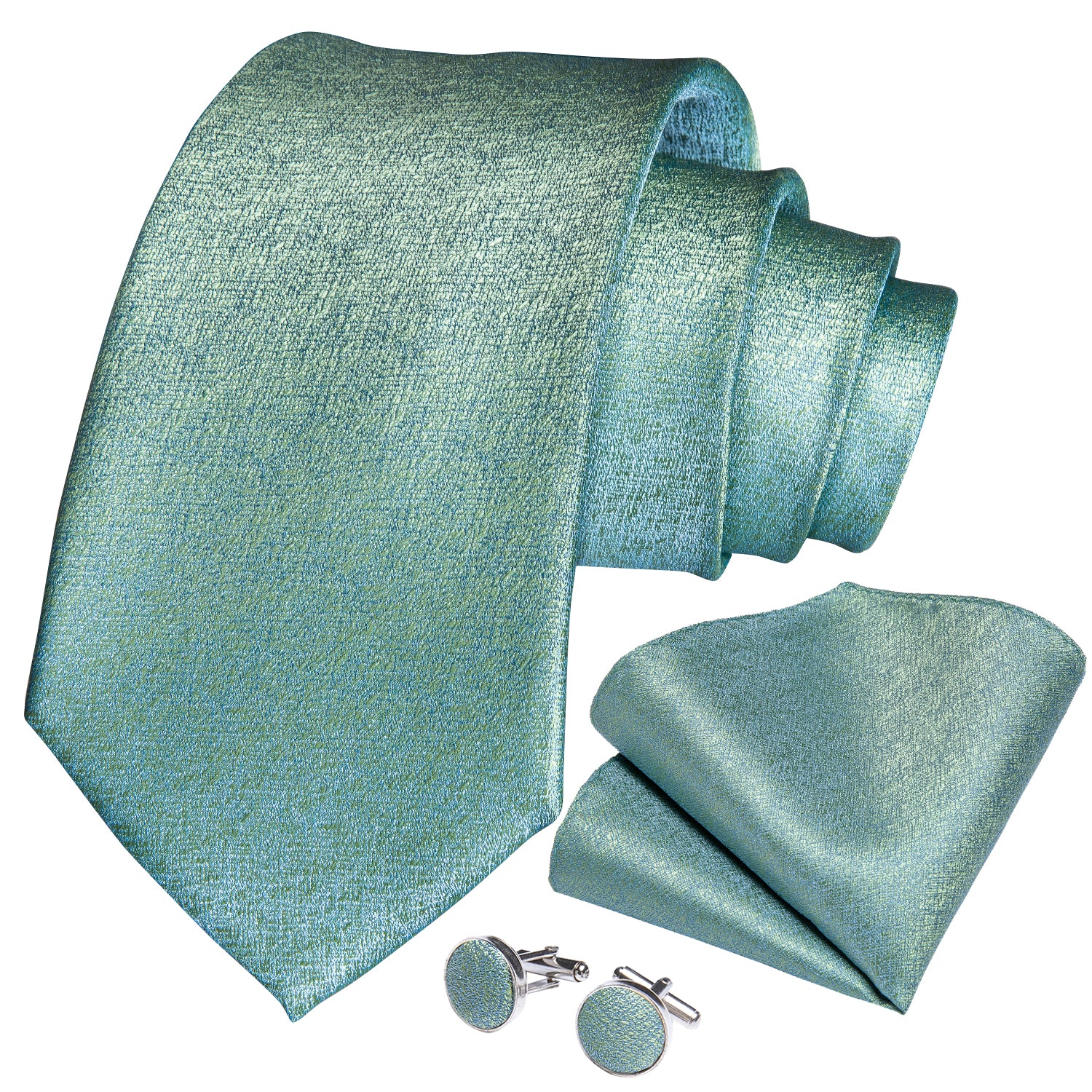 Mint Green Silk Tie Handkerchief Cufflinks Lapel Pin Set – ties2you
