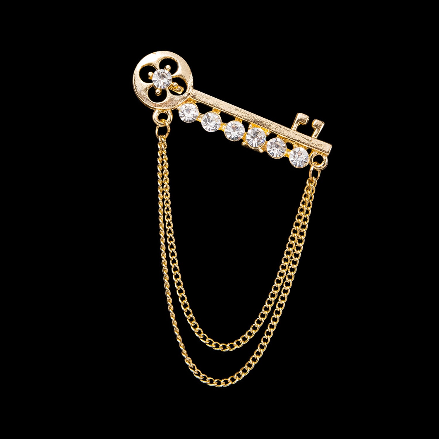 Ties2you Golden Flower Key Rhinestone Lapel Pin – ties2you