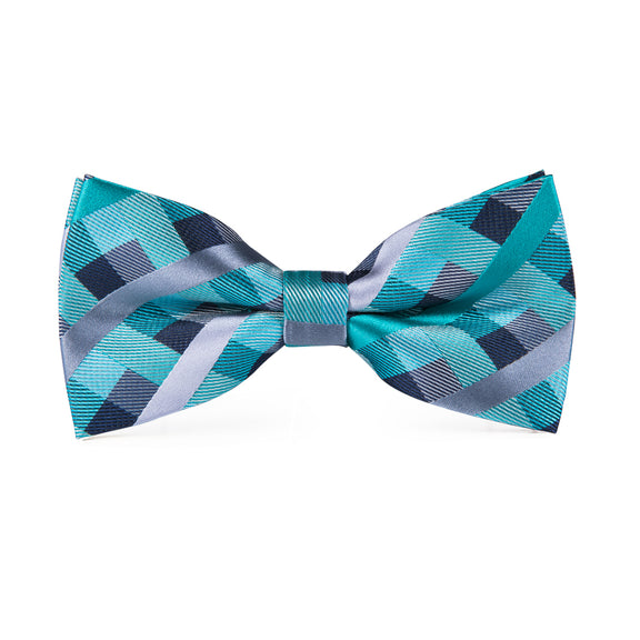 Ties2you Tuxedo Bow Tie Grey Cyan Plaid Pre-tied Dress Bow Tie Set ...
