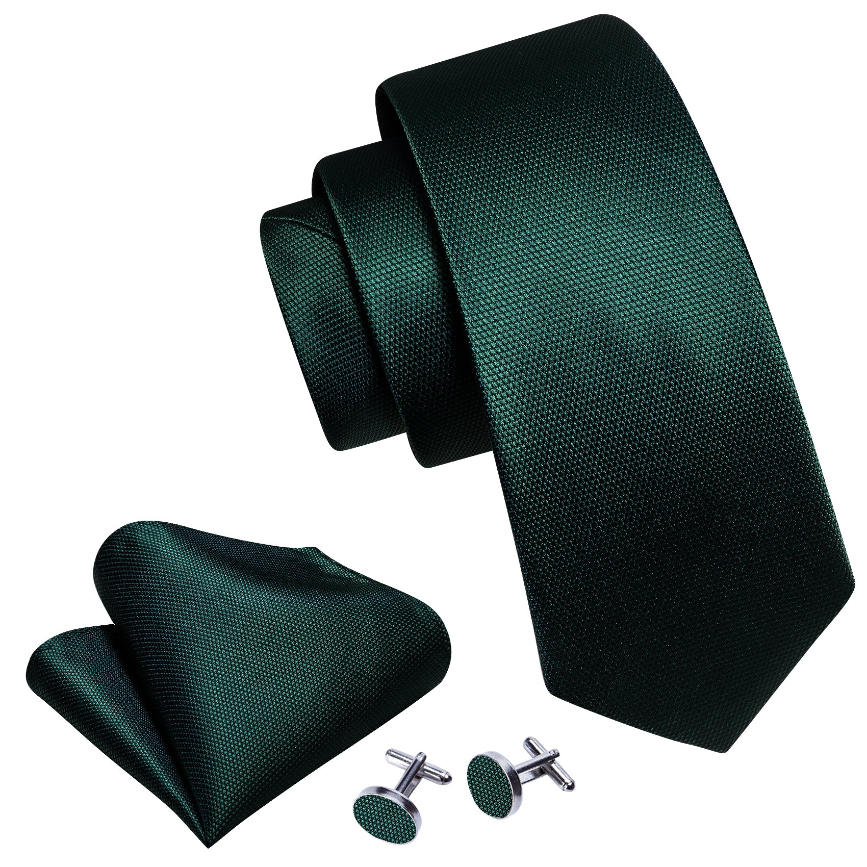 Dark Green Solid Men's Necktie Hanky Cufflinks Set – ties2you