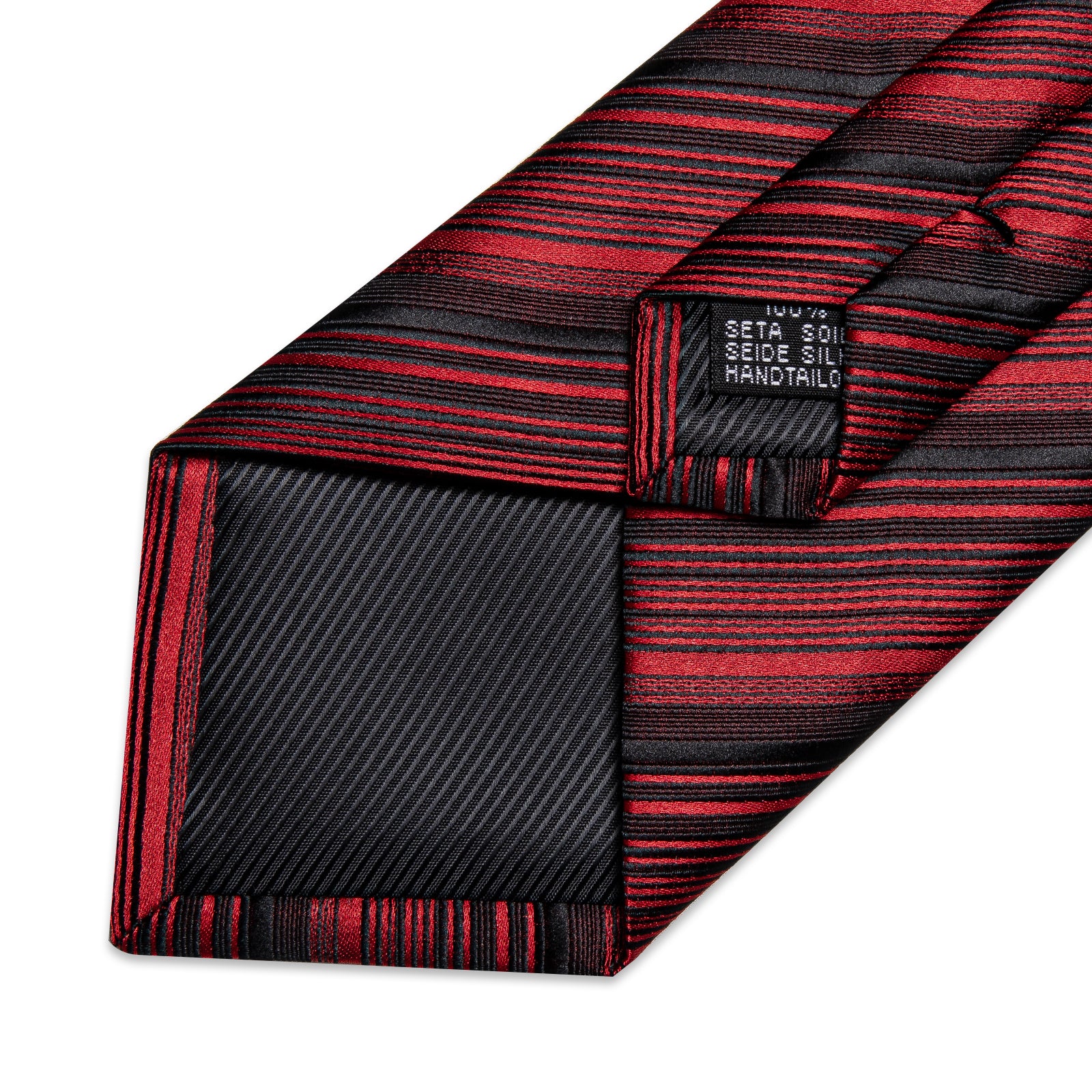 Black Red Striped Necktie Pocket Square Cufflinks Set – ties2you