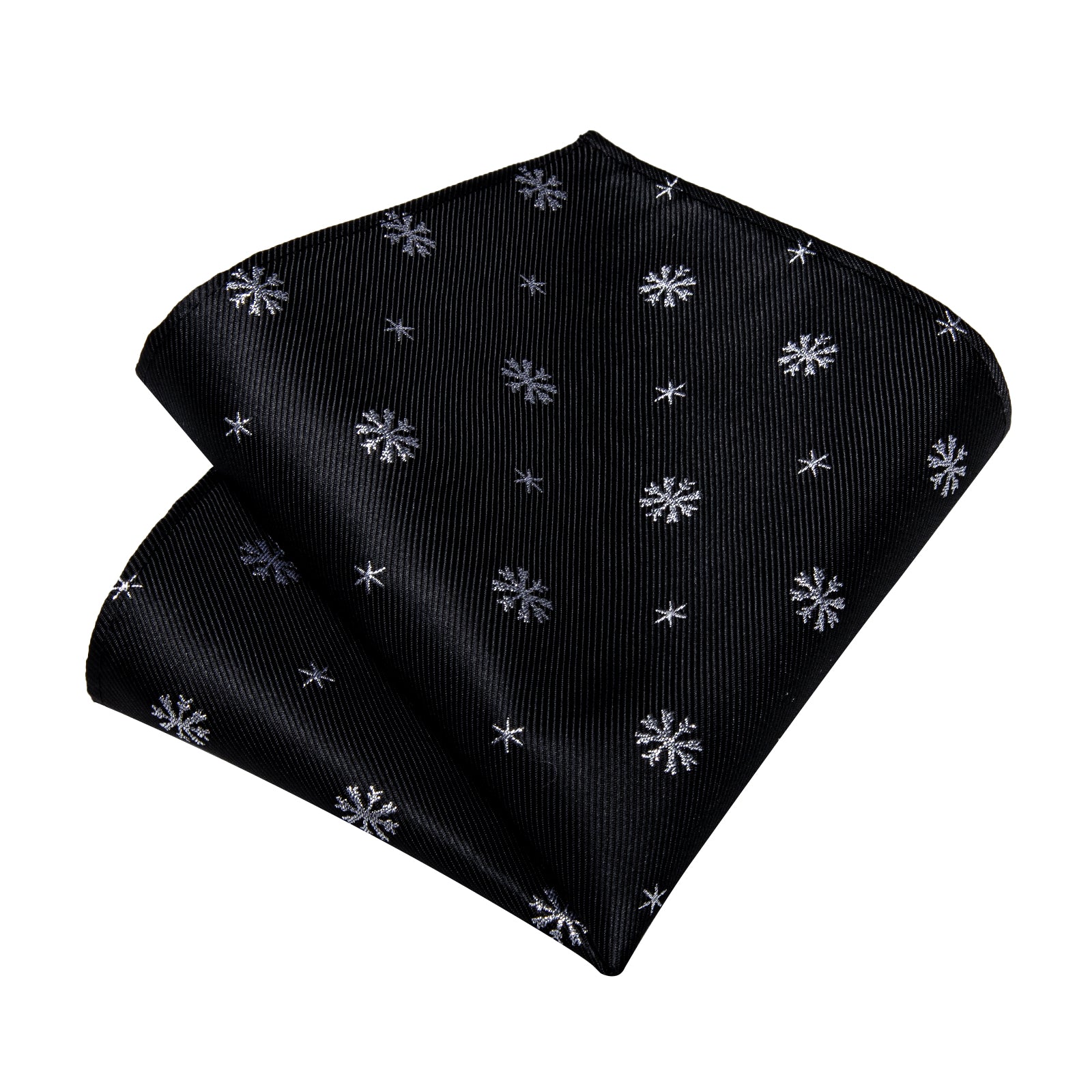 Christmas Black White Snowflake Floral Silk Men's Necktie Hanky Cuffli ...