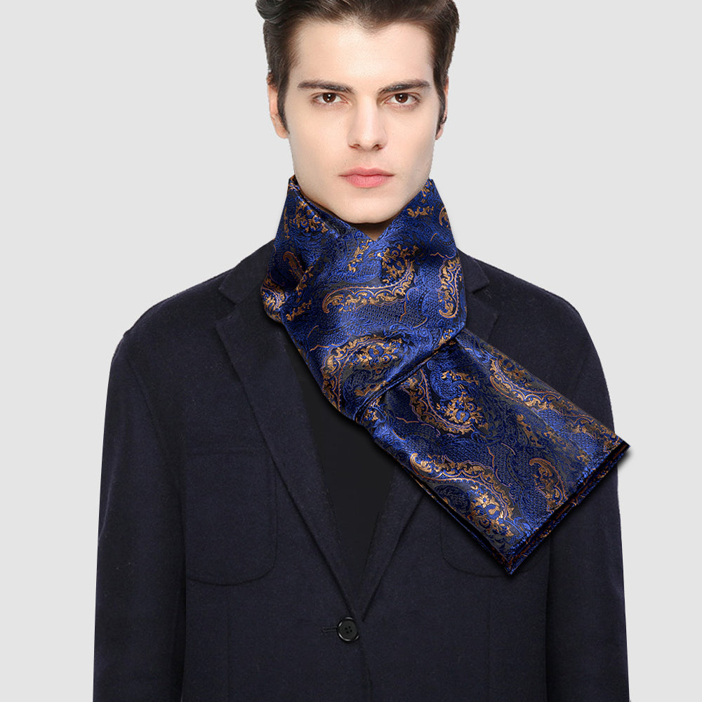 New Arrival Shinning Blue Floral Men's Silk Scarf – ties2you